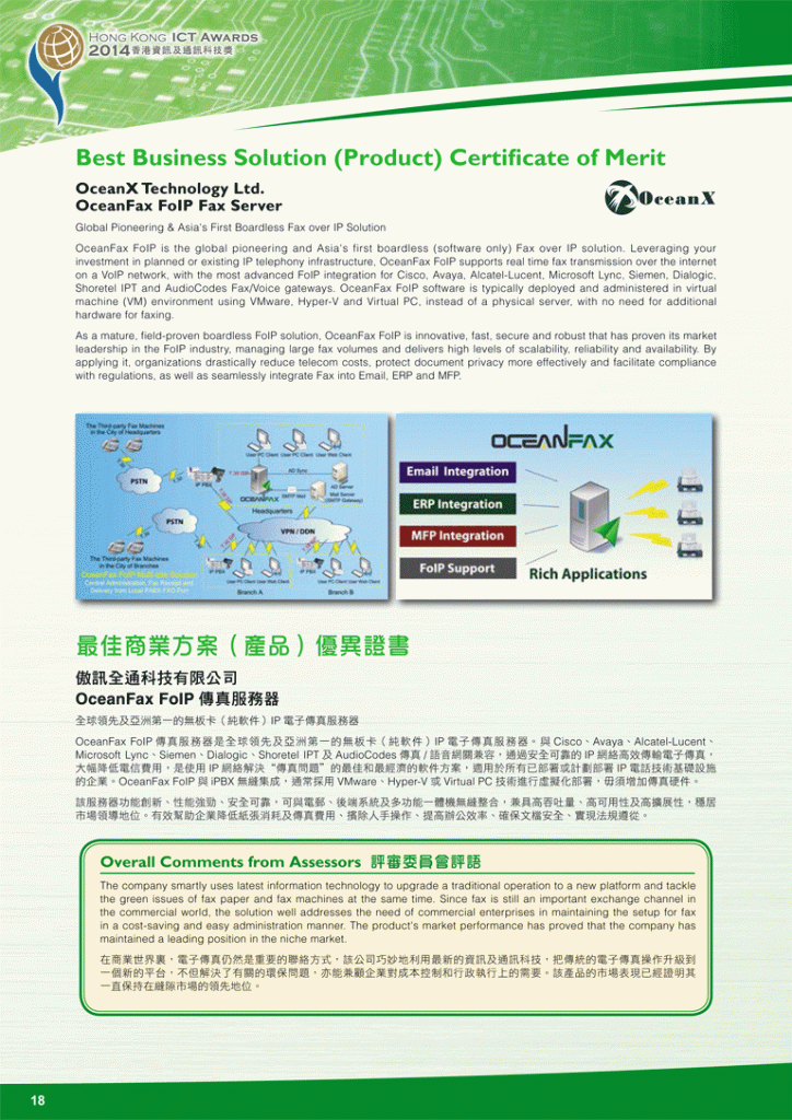 OceanFax Fax Server Wins Hong Kong ICT Awards for the Second Year ...